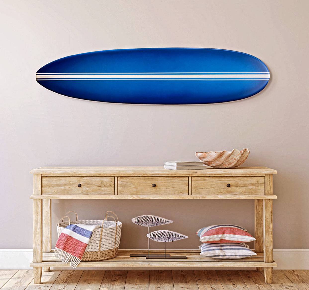 Into the Blue Surfboard Wall Art - Beach House Decor by Tiki Soul
