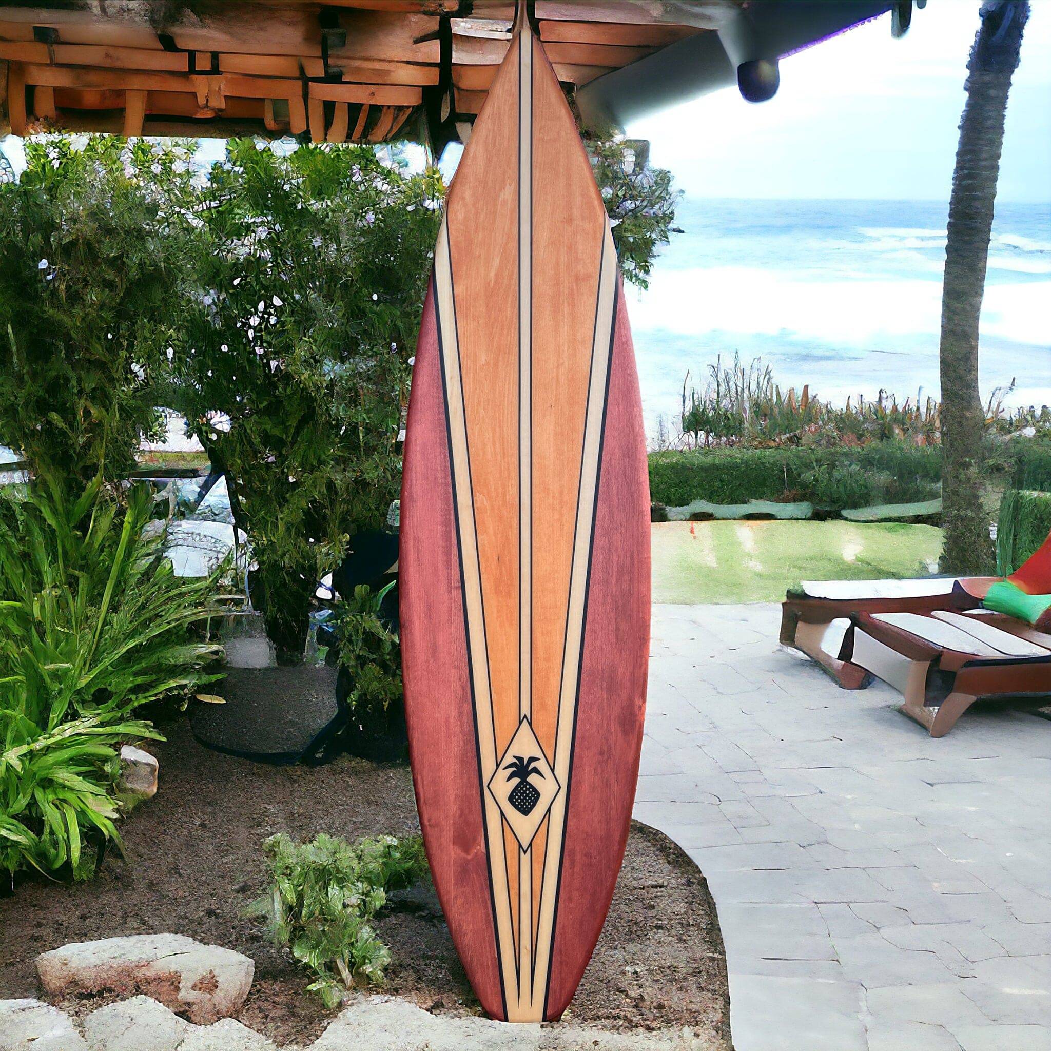 Wooden Surfboard Wall Decor | Coastal Beach House Decor Art – Tiki Soul ...