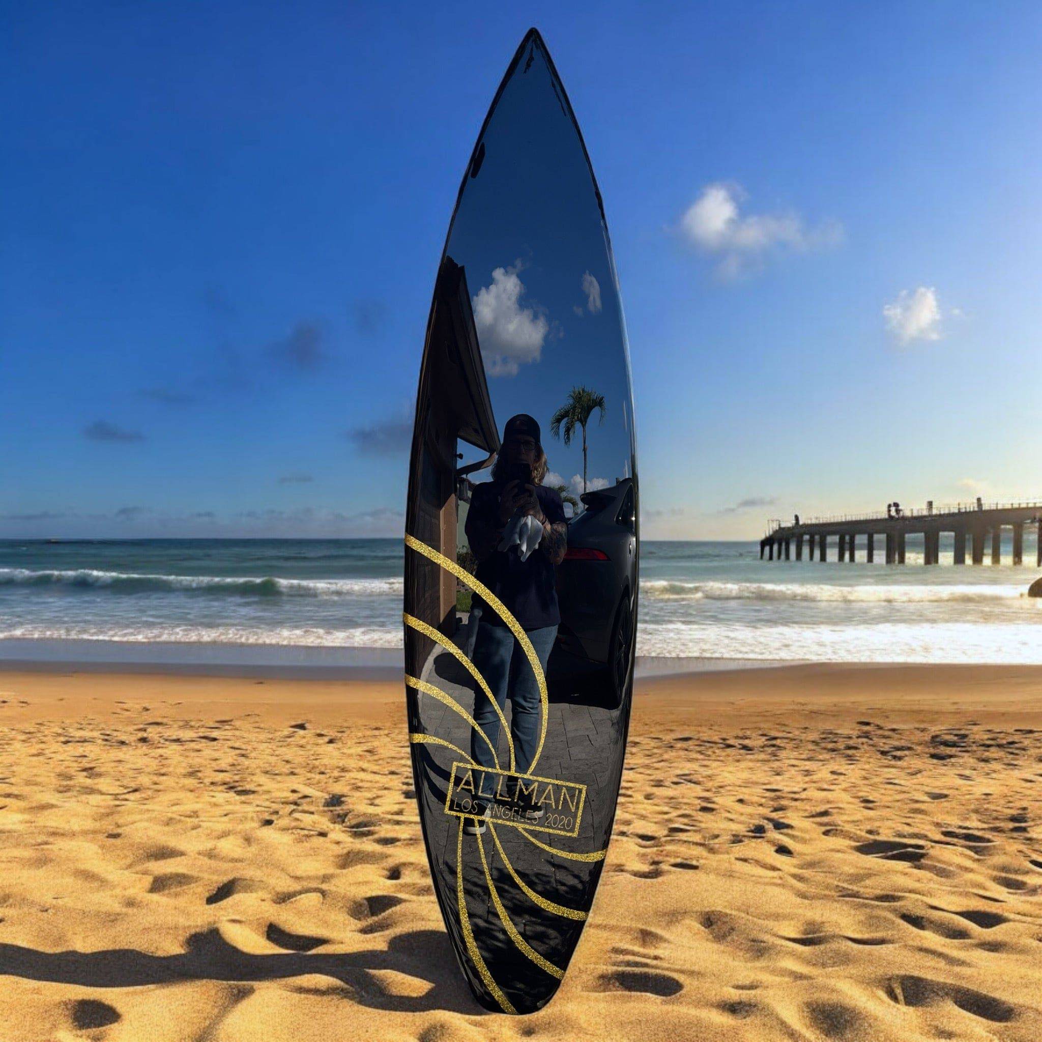 Black Beach Wedding Guest Book Surfboard Idea by Tiki Soul