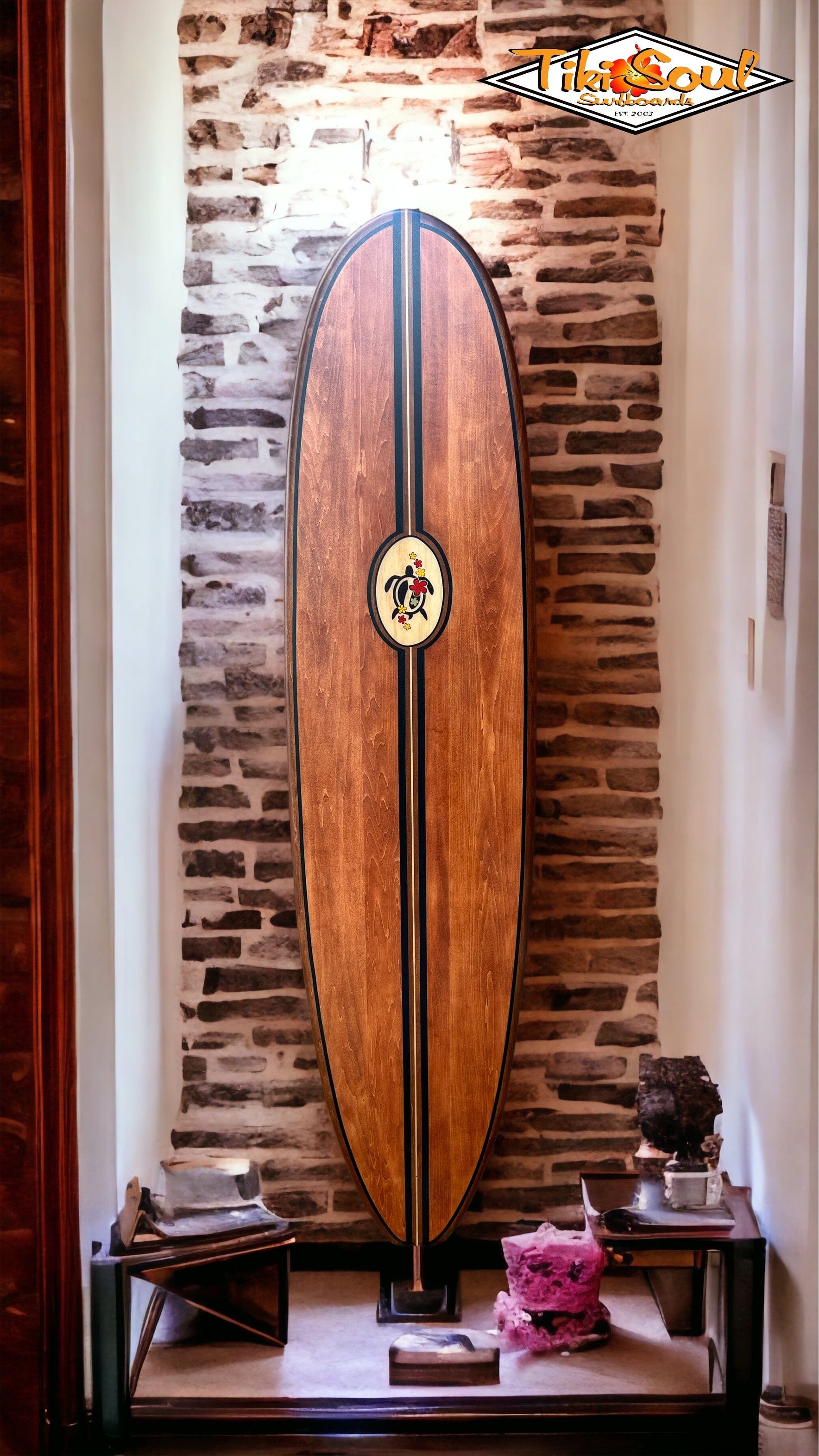 Sea Turtle Art - Decorative Surfboard Decor by Tiki Soul
